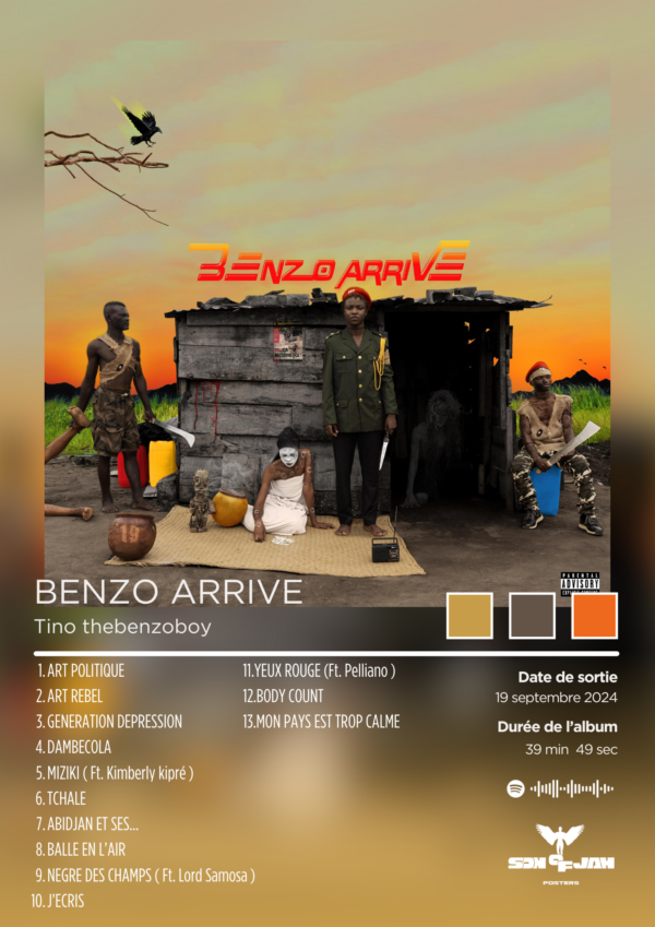 Poster Tino thebenzoboy - BENZO ARRIVE ( A3 ) - son of jah posters