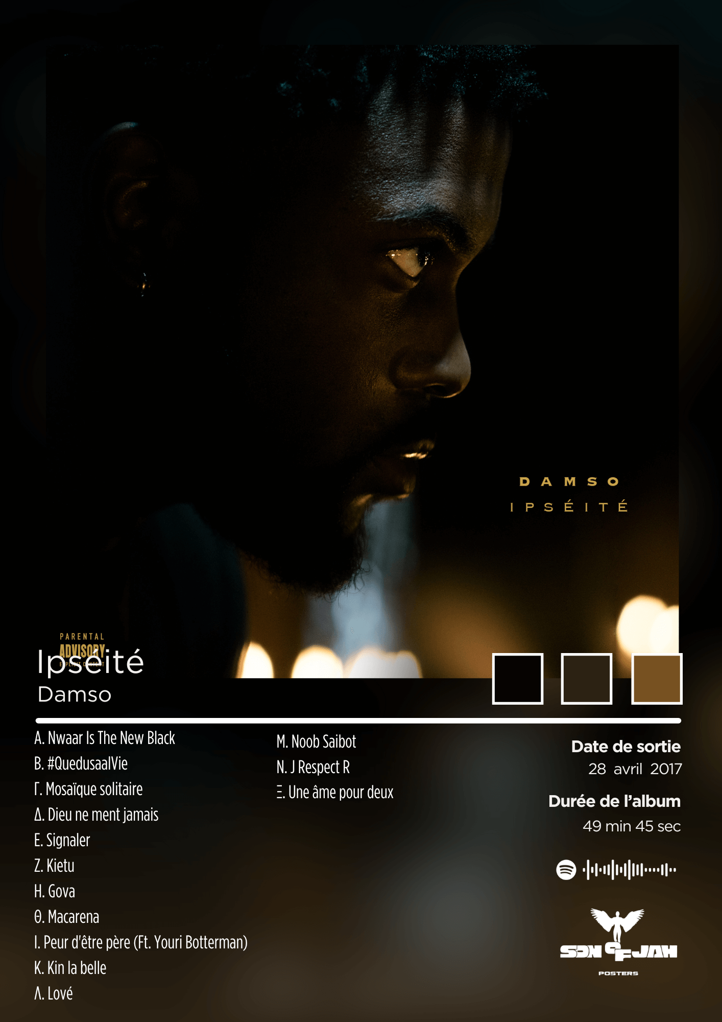 Poster Damso– Ipséité ( A3 ) - son of jah posters