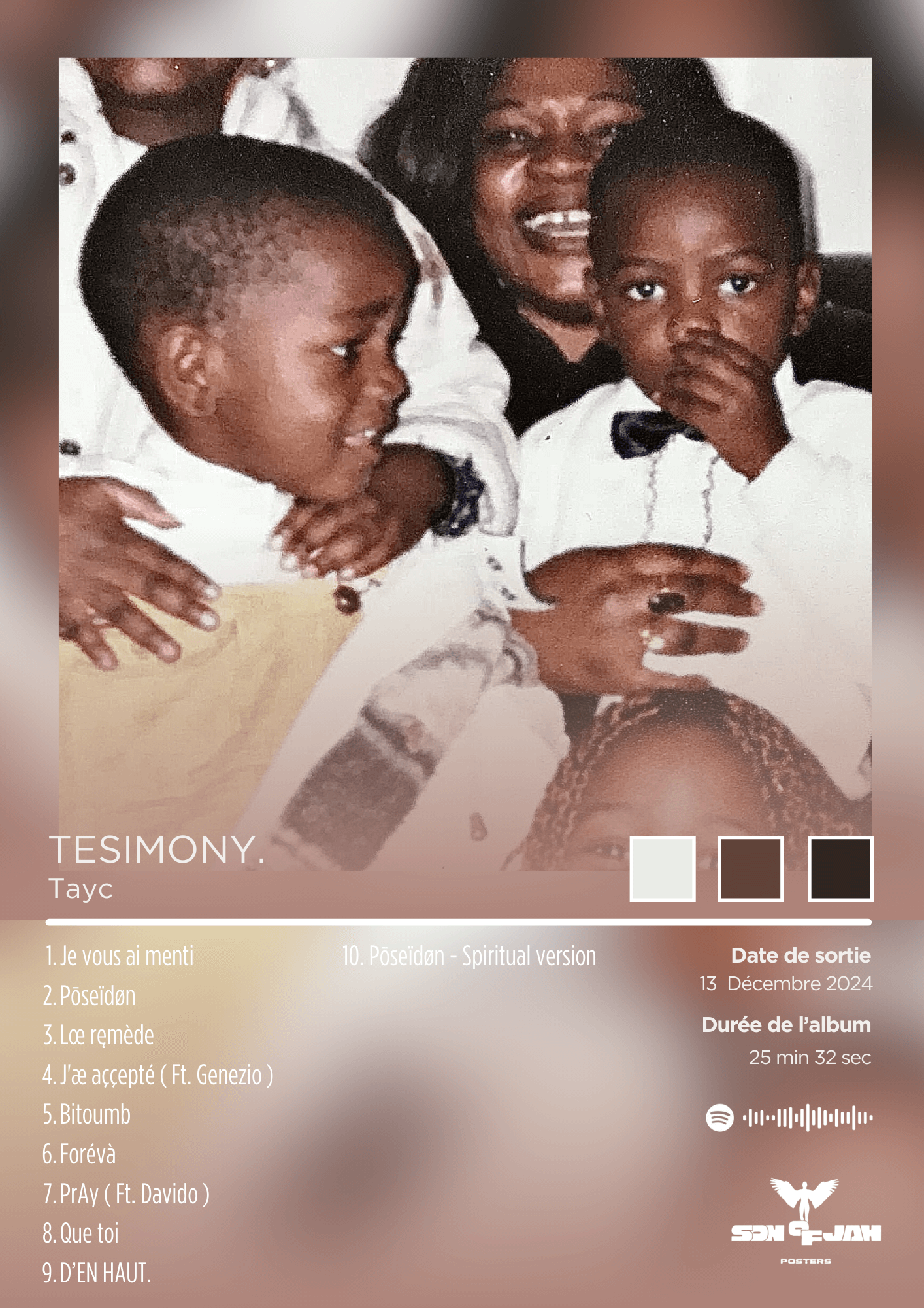 Poster Tayc - Testimony ( A3 ) - son of jah posters